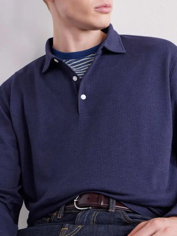 Peter Millar Herringbone Cotton-blend Polo Shirt