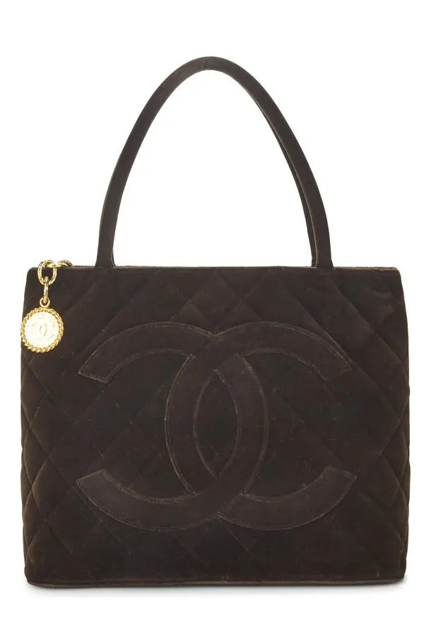 Chanel Quilted Velvet Medallion Tote - Brown