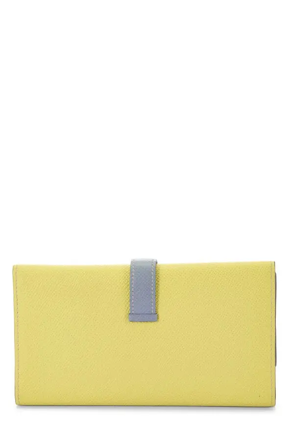 Hermès Soufre & Bleu Lin Epsom Bearn Soufflet Wallet