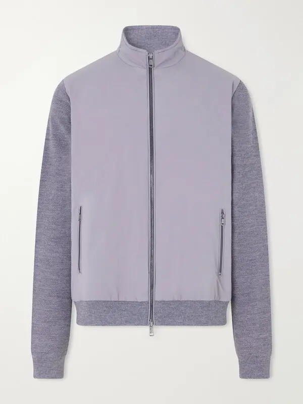 Peter Millar Solarspun Waffle Knit-trimmed Shell Jacket - Gray