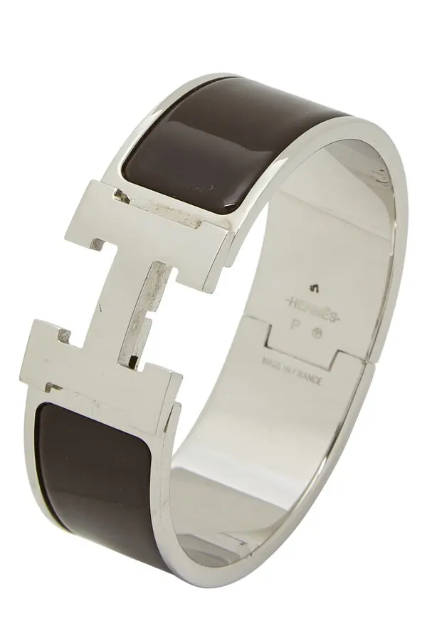 Hermès Clic Clac H Pm Gold-plated Enamel Bracelet - Brown