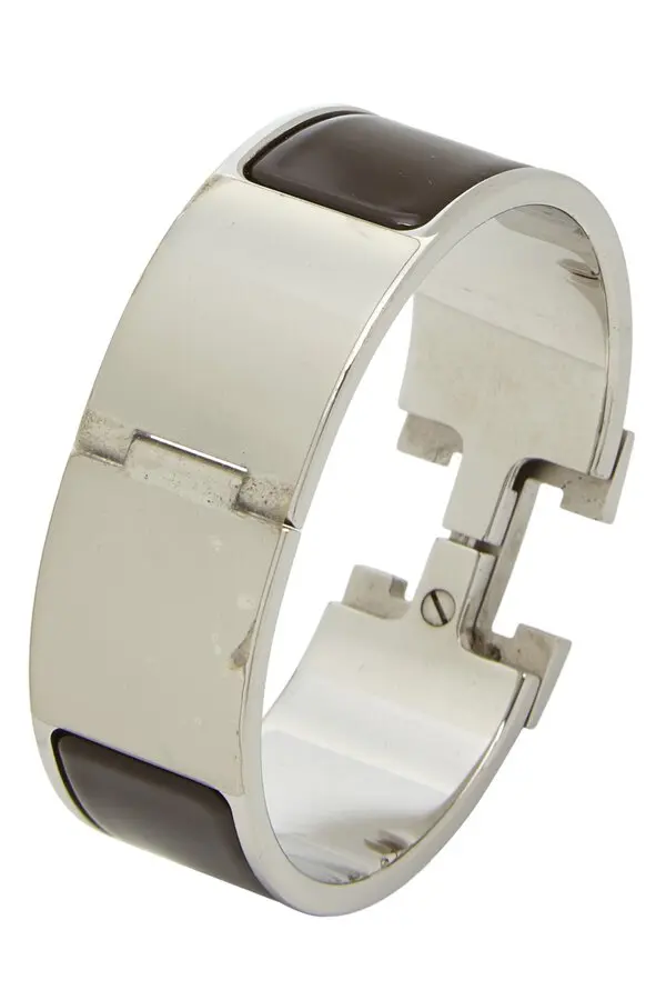 Hermès Clic Clac H Pm Gold-plated Enamel Bracelet - Brown