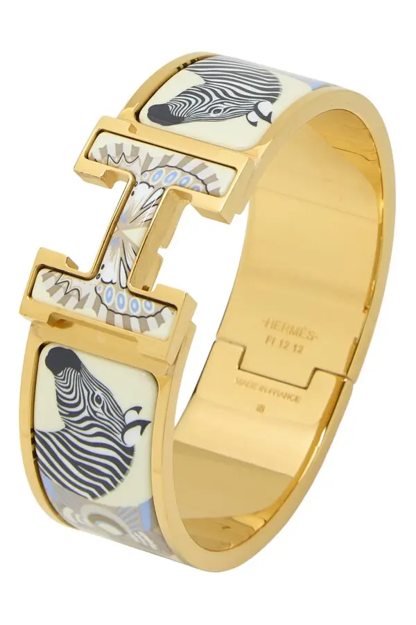 Hermès Cream Animal Motif Clic Clac H Pm