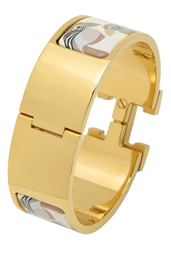Hermès Cream Animal Motif Clic Clac H Pm