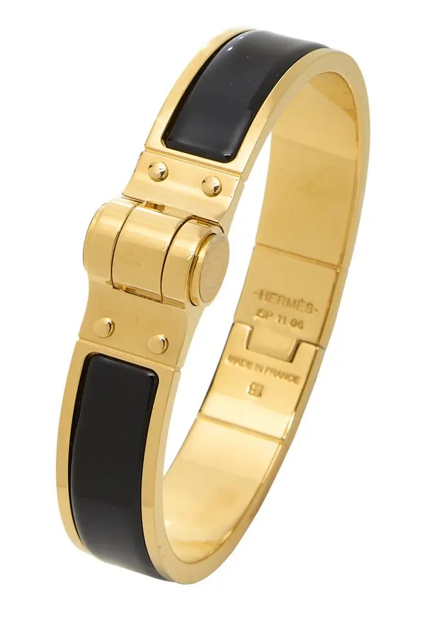 Hermès Enamel Charniere Uni Cuff Pm - Black