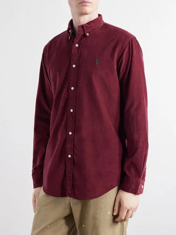 Polo Ralph Lauren Button-down Collar Logo-embroidered Cotton-corduroy Shirt
