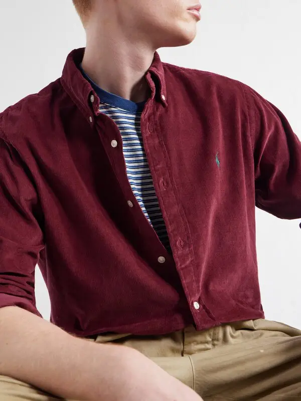Polo Ralph Lauren Button-down Collar Logo-embroidered Cotton-corduroy Shirt