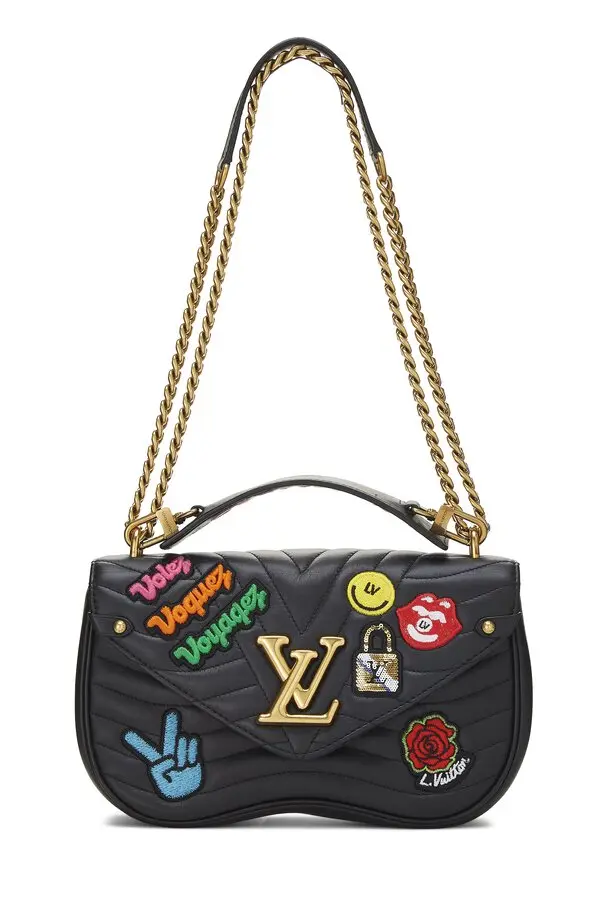 LOUIS VUITTON Calfskin Patches New Wave Chain - Black