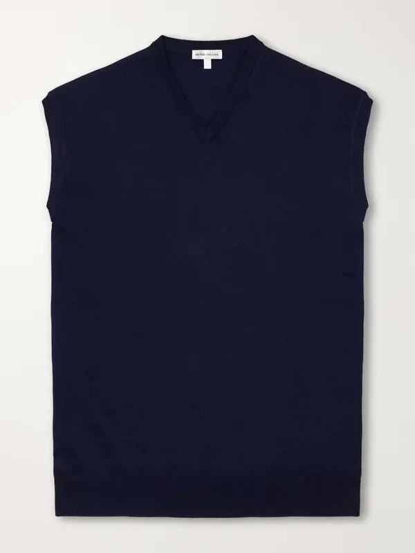 Peter Millar Autumn Merino Wool And Lyocell-blend Vest - Navy
