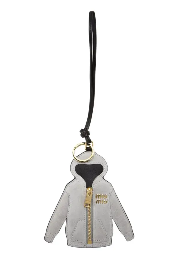 Miu Miu Leather Hoodie Bag Charm - Grey