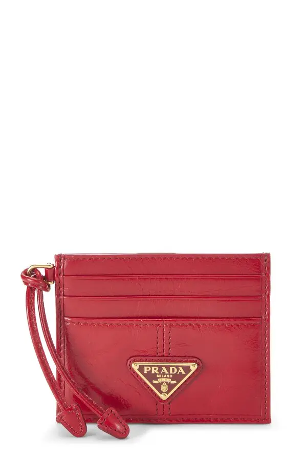 Prada Calfskin Card Holder - Red