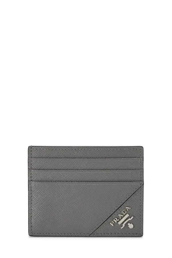 Prada Saffiano Card Holder - Grey