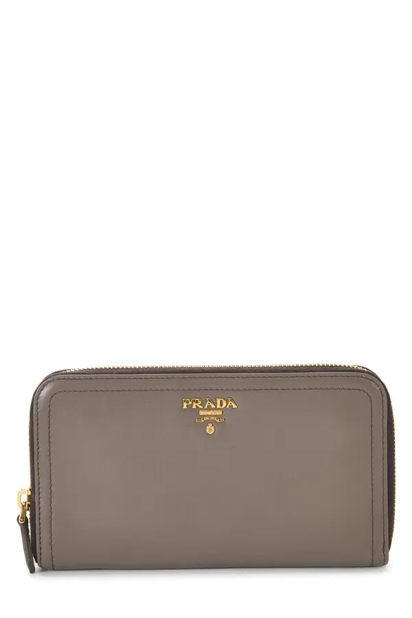 Prada Calfskin Zip Around Wallet - Grey