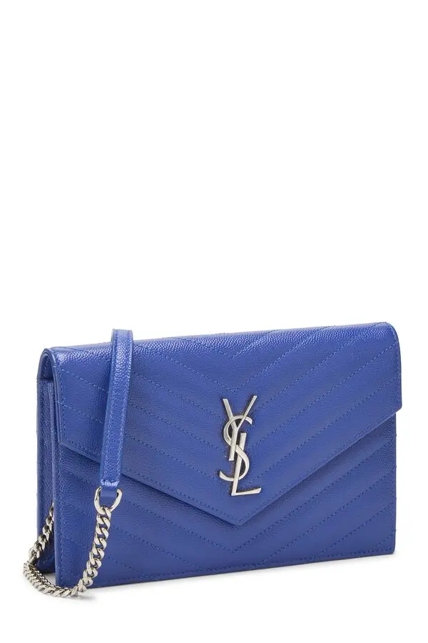 Saint Laurent Grained Calfskin Envelope Wallet On Chain