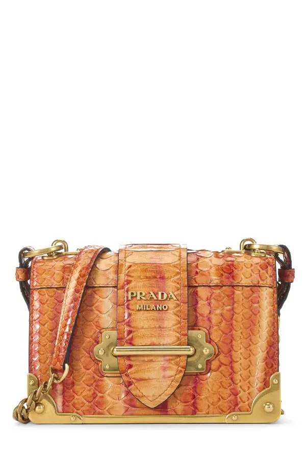 Prada Python Cahier Crossbody - Orange