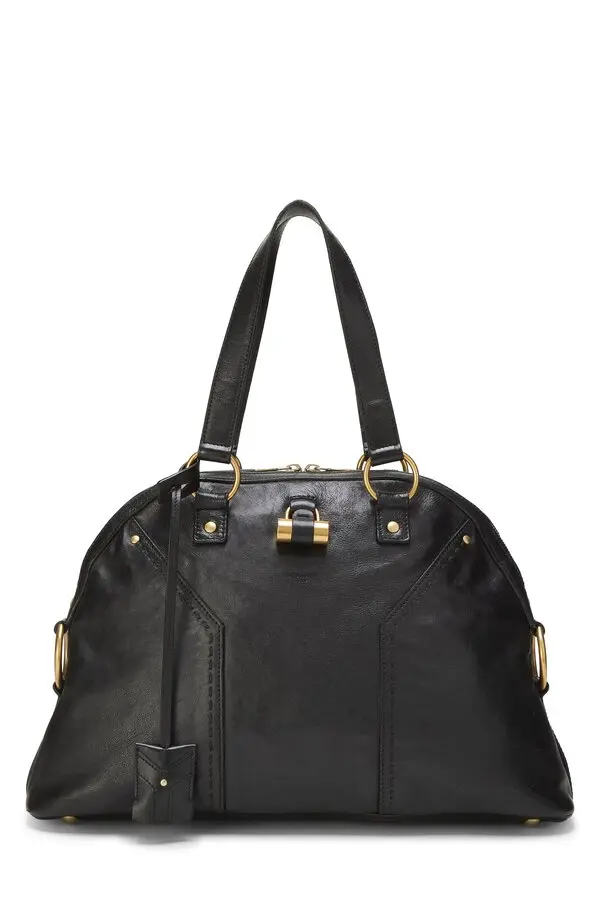 Saint Laurent Grained Leather Muse Top Handle Bag - Black