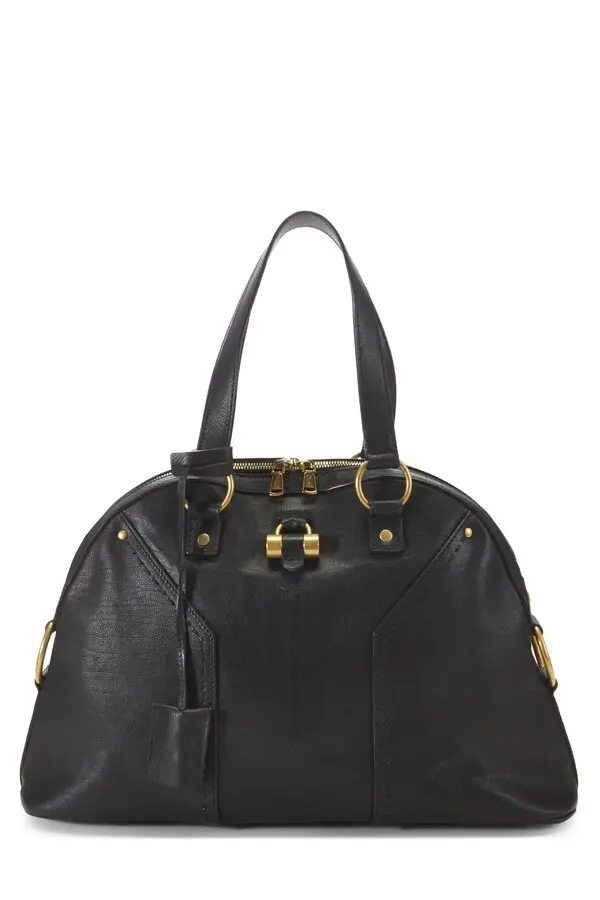 Saint Laurent Grained Leather Muse Top Handle Bag - Black