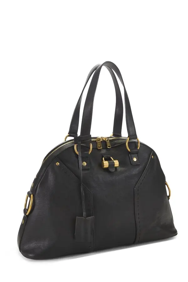 Saint Laurent Grained Leather Muse Top Handle Bag - Black