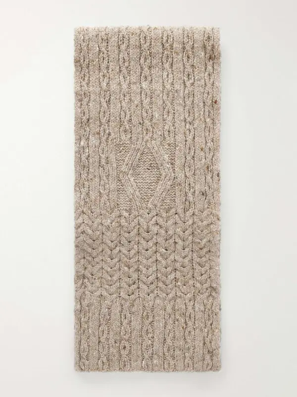 Inis Meáin Cable-knit Donegal Merino Wool And Cashmere-blend Scarf - Beige