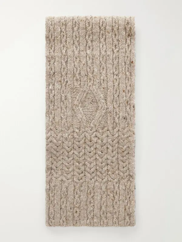 Inis Meáin Cable-knit Donegal Merino Wool And Cashmere-blend Scarf - Neutrals