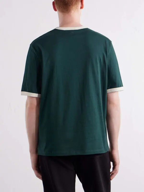 AMI Paris Logo-embroidered Cotton-jersey T-shirt