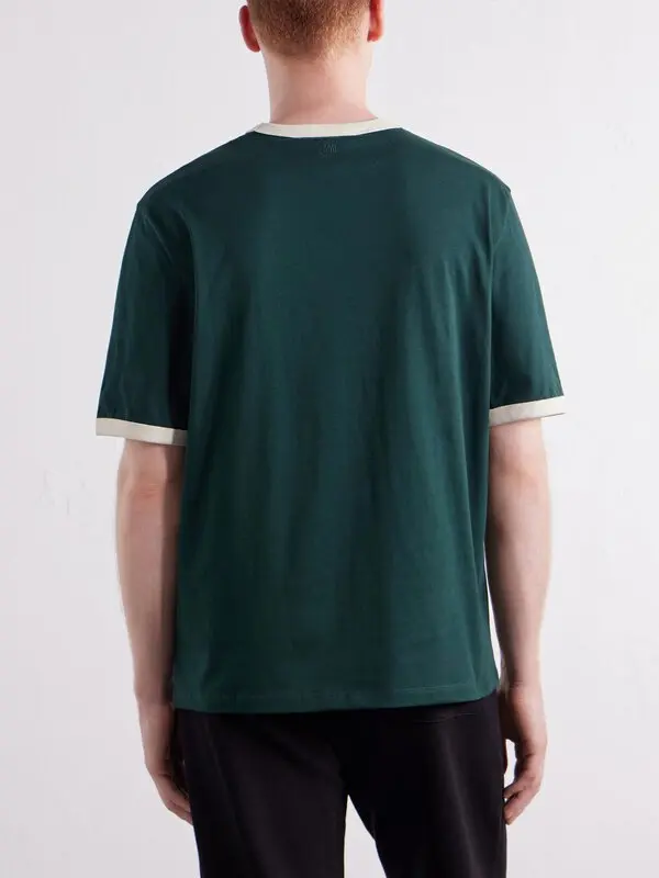AMI Paris Logo-embroidered Cotton-jersey T-shirt