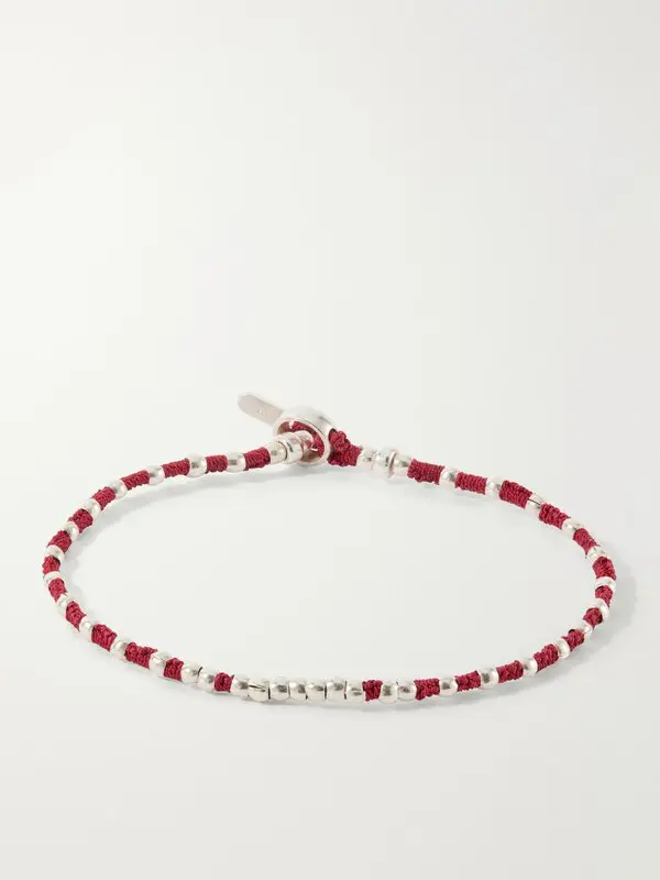 MIKIA Braided Sterling Silver Beaded Bracelet