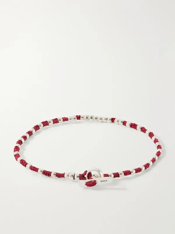 MIKIA Braided Sterling Silver Beaded Bracelet