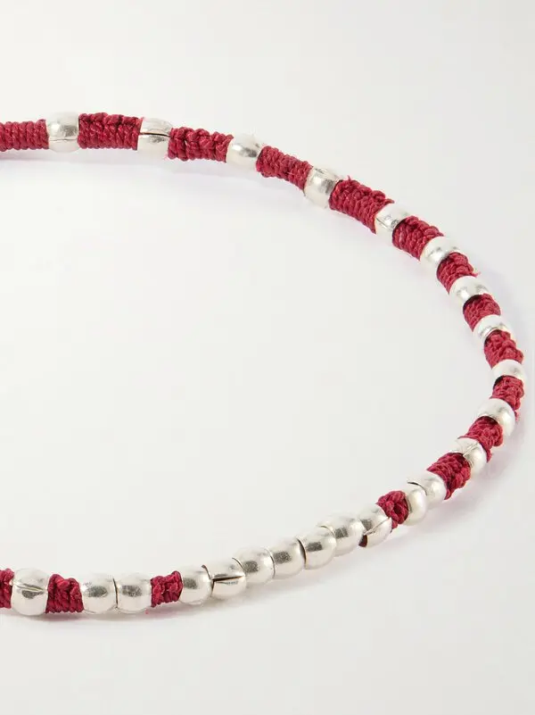 MIKIA Braided Sterling Silver Beaded Bracelet