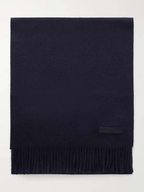 Zegna Fringed Cashmere Scarf - Navy