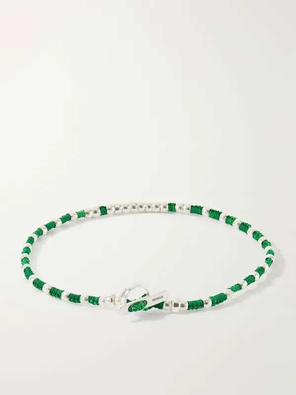 MIKIA Braided Cord And Sterling Silver Beaded Bracelet