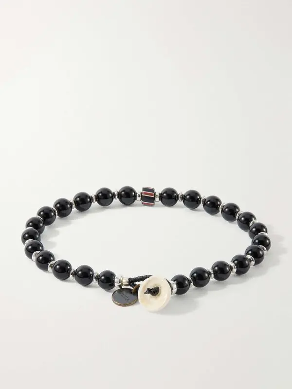 MIKIA Sterling Silver And Onyx Beaded Bracelet