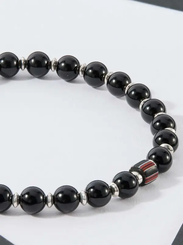MIKIA Sterling Silver And Onyx Beaded Bracelet