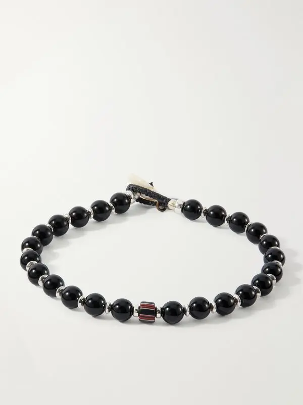 MIKIA Sterling Silver And Onyx Bead Bracelet - Black