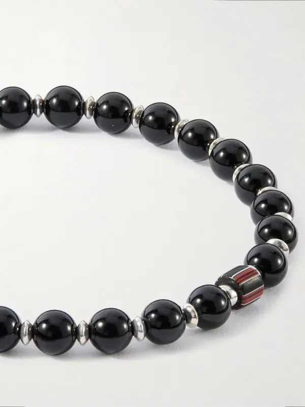 MIKIA Sterling Silver And Onyx Bead Bracelet - Black