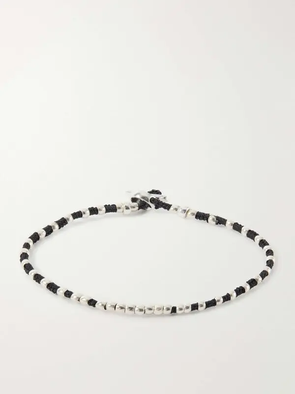 MIKIA Braided Cord And Sterling Silver Beaded Bracelet
