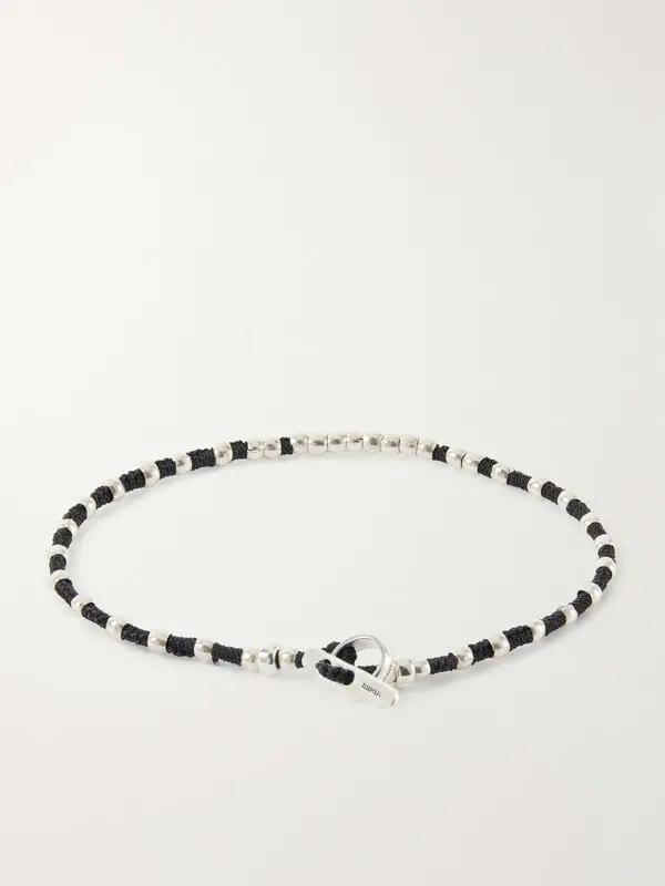 MIKIA Braided Cord And Sterling Silver Beaded Bracelet