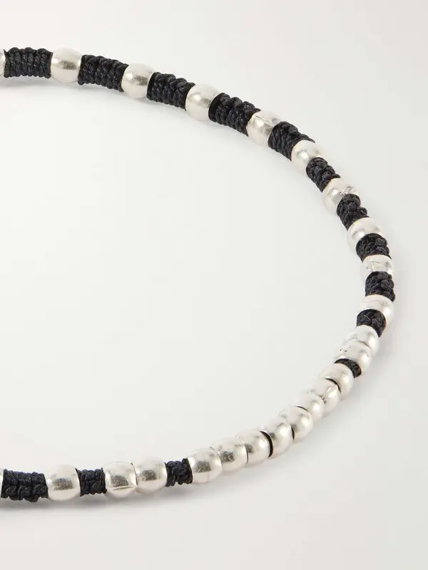 MIKIA Braided Cord And Sterling Silver Beaded Bracelet