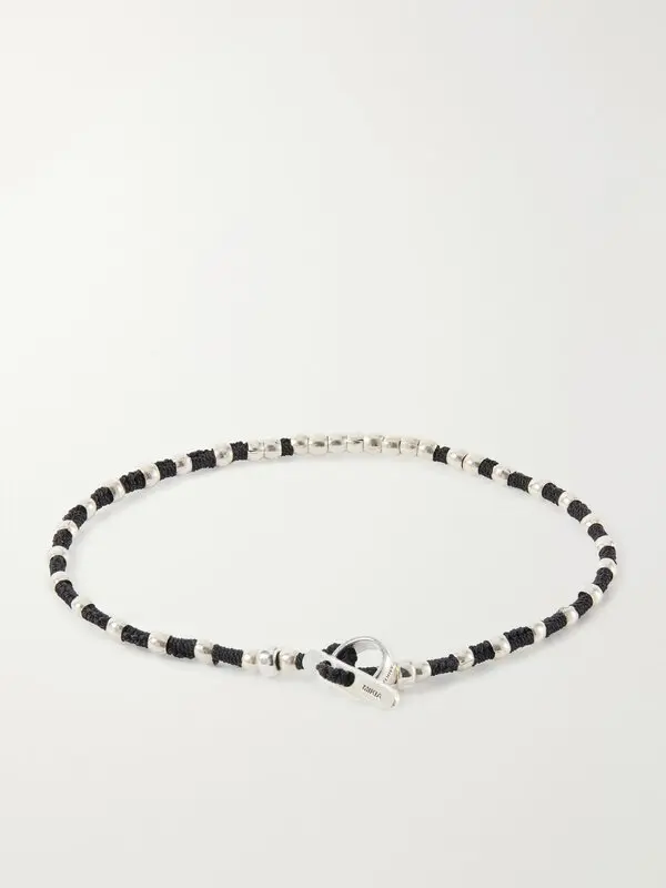 MIKIA Braided Sterling Silver Beaded Bracelet