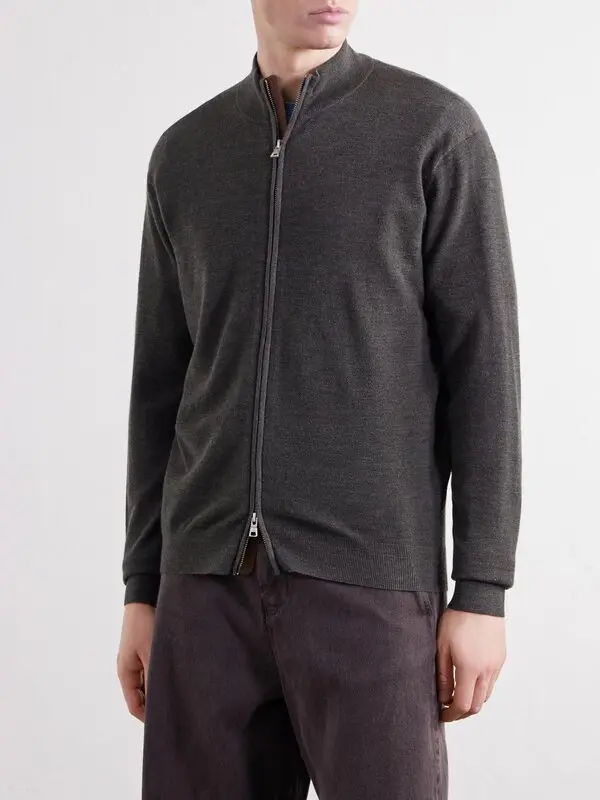 Peter Millar Excursionist Merino Wool-blend Zip-up Cardigan - Green
