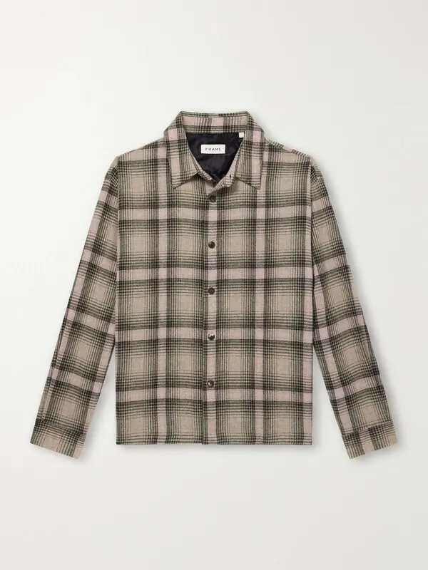 FRAME Checked Wool-blend Flannel Overshirt