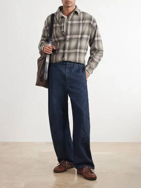 FRAME Checked Wool-blend Flannel Overshirt - Brown