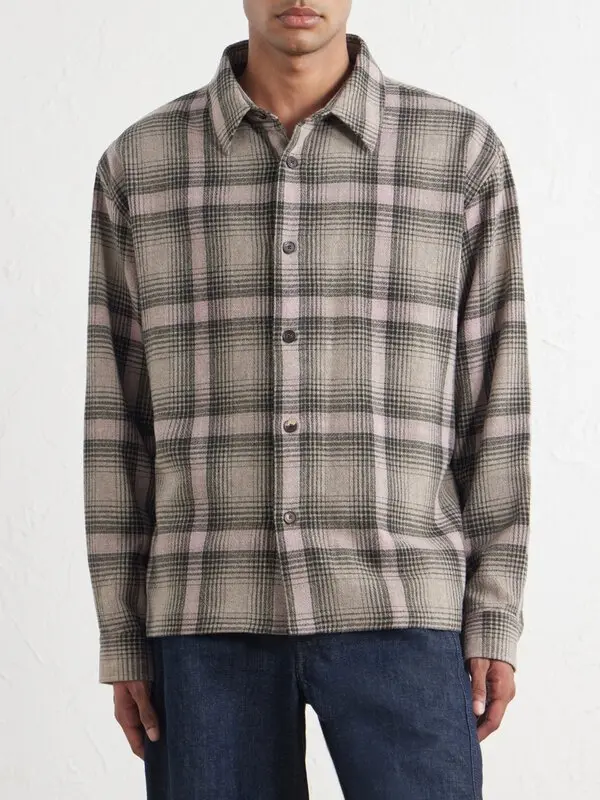 FRAME Checked Wool-blend Flannel Overshirt - Brown