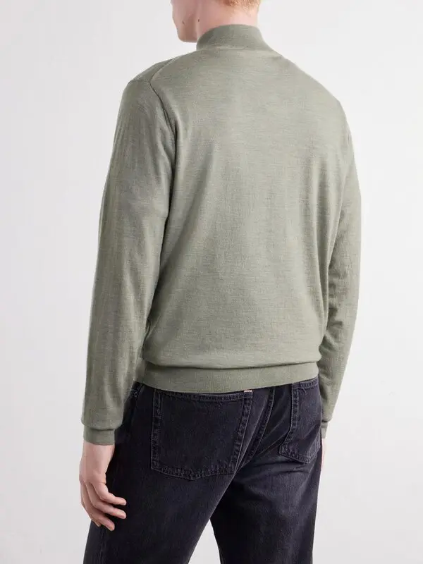 Peter Millar Excursionist Merino Wool-blend Jersey Half-zip Sweater - Green