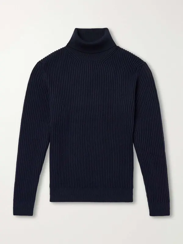 SLOWEAR Zanone Slim-fit Ribbed Virgin Wool Rollneck Sweater