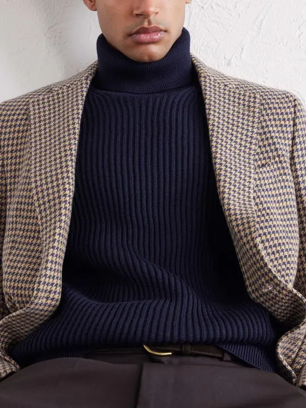 SLOWEAR Zanone Slim-fit Ribbed Virgin Wool Rollneck Sweater