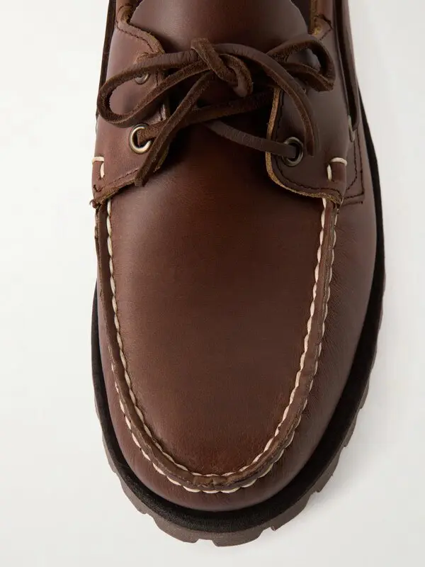 SEBAGO Waxed Leather Boat Shoes - Brown