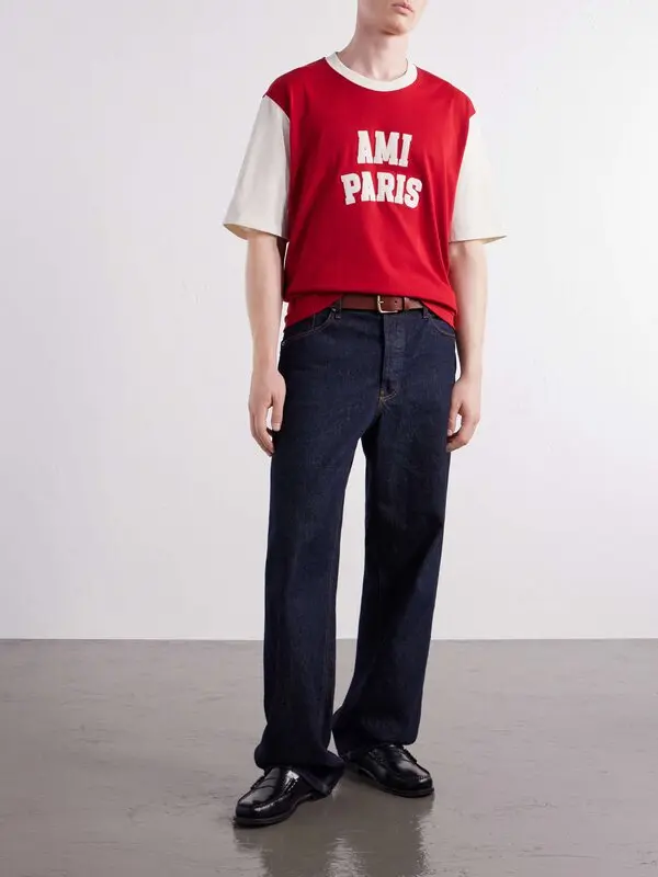 AMI Paris Logo-appliquéd Cotton-jersey T-shirt