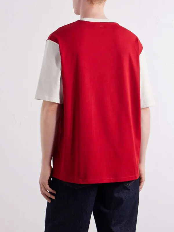 AMI Paris Logo-appliquéd Cotton-jersey T-shirt