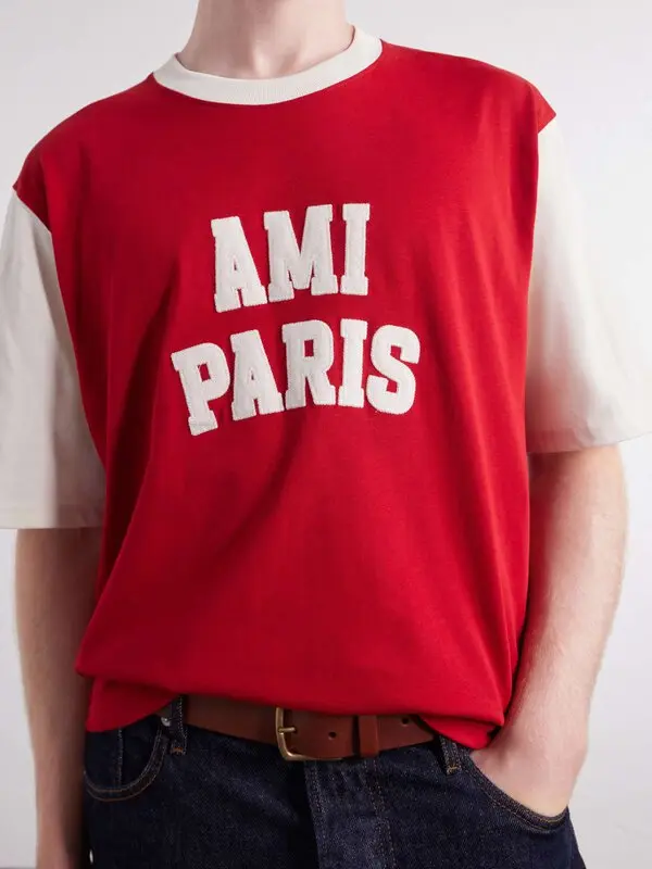 AMI Paris Logo-appliquéd Cotton-jersey T-shirt